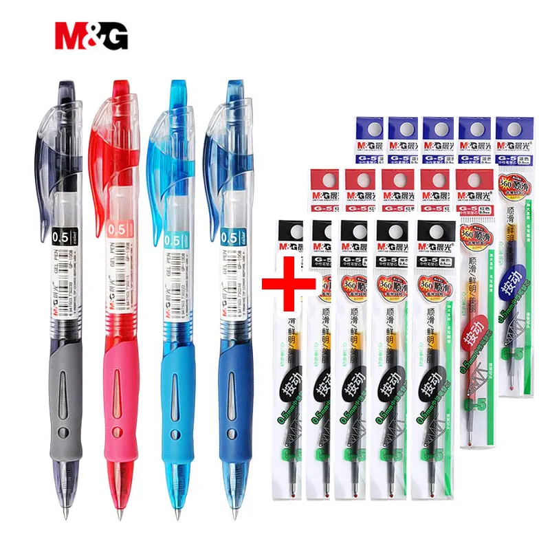 M&g Brand Gel Pen 0.5 Mm Stationery Retractable Ballpoint Pen & Refills ...