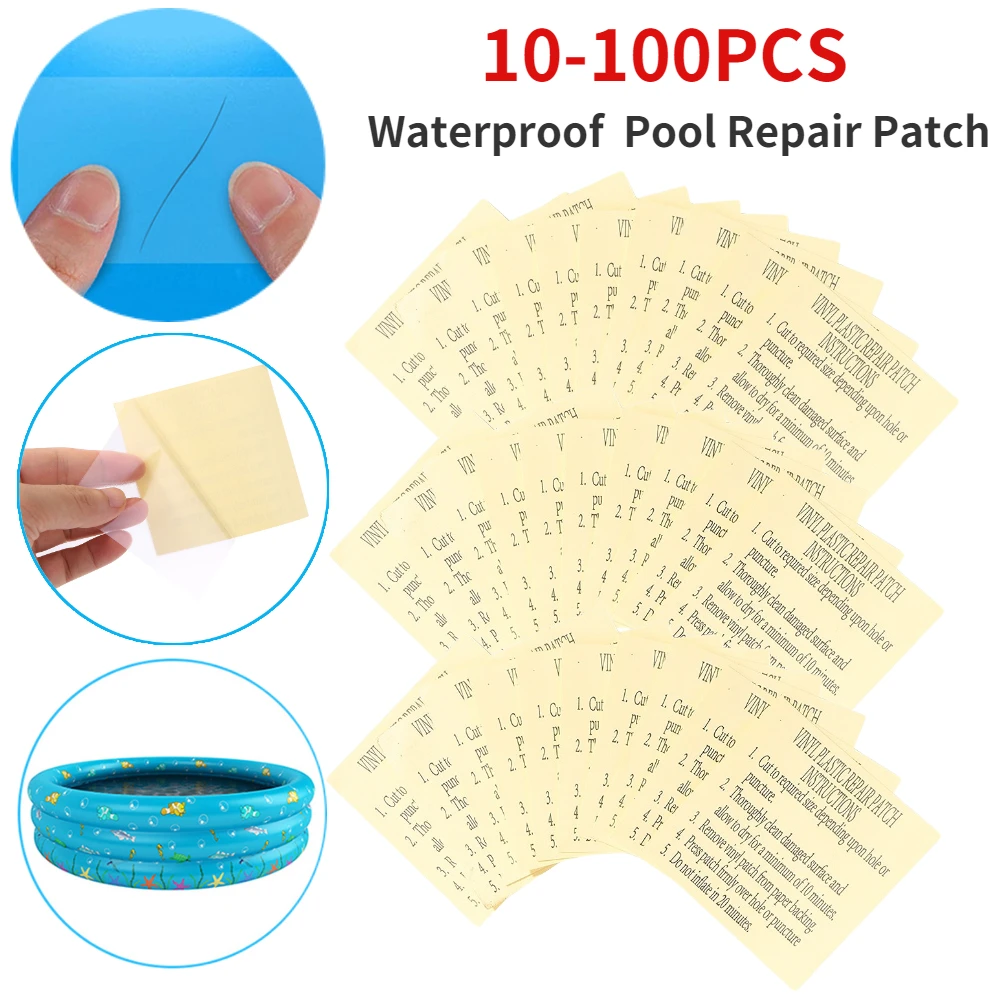 10-100pcs Self-Adhesive Pool Repair Patch Waterproof Pool Liner PVC ...
