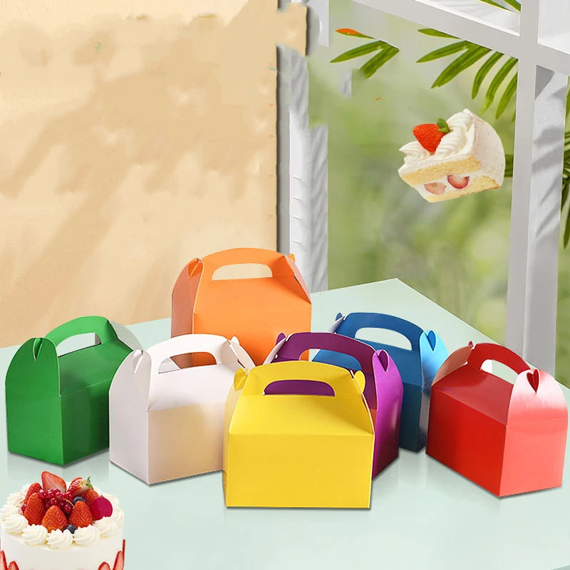 6Pcs-Solid-Color-Hand-Carrying-Cake-Box-Dessert-Packing-Box-Baking ...