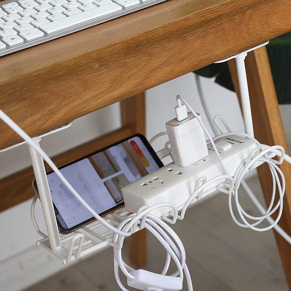 Cable-Box-Table-Under-Storage-Shelf-Cable-Shelf-Basket-Desk-Rack ...