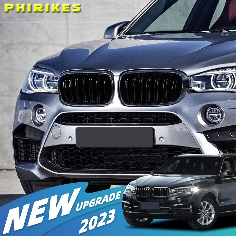 Novo olhar grade de carro grill dianteiro rim brilhante 2 linhas slat ...