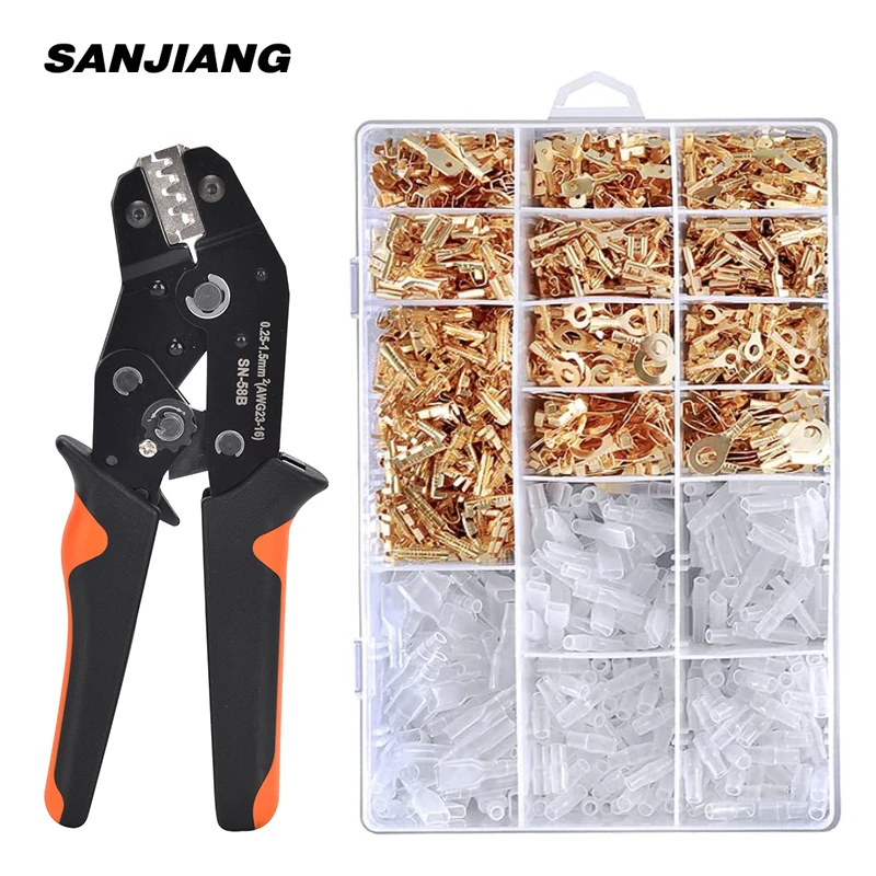 SN-58B Crimping Plier 0.25-1.5mm² Crimp Quick Splice 2.8/4.8/6.3mm Male Female Wire Spade ...