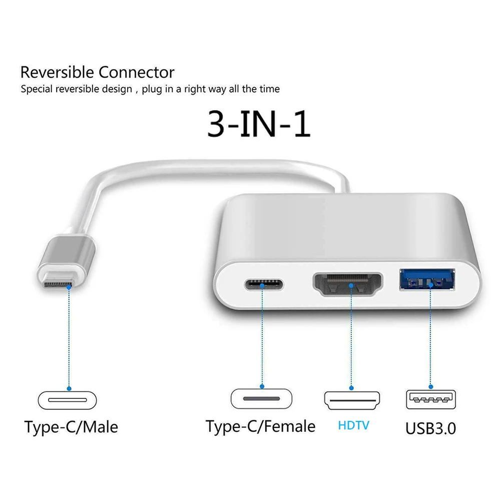 TYPE-C-3-in-1-Adapter-USB-HDMI-Compatible-Multiport-Cable-Converter-for ...