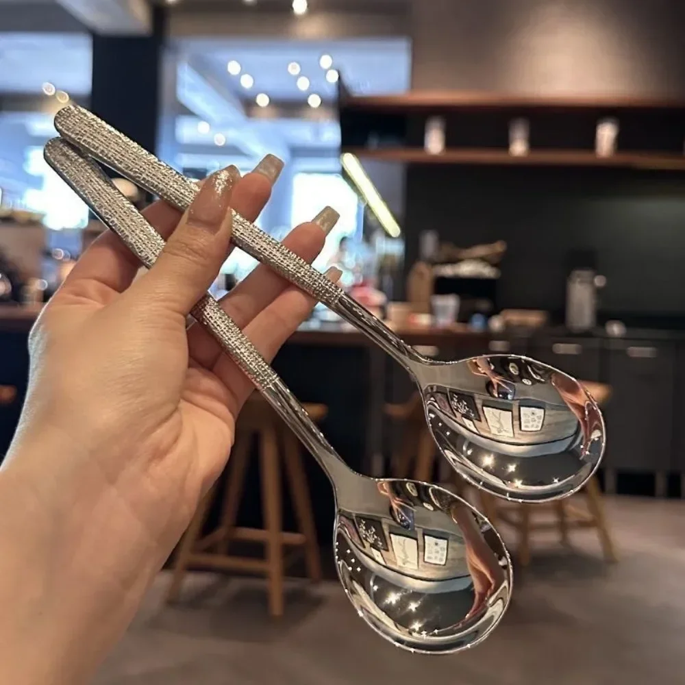 Stainless-Steel-Spoon-Hammered-Korean-Spoon-Western-Restaurant-Long ...