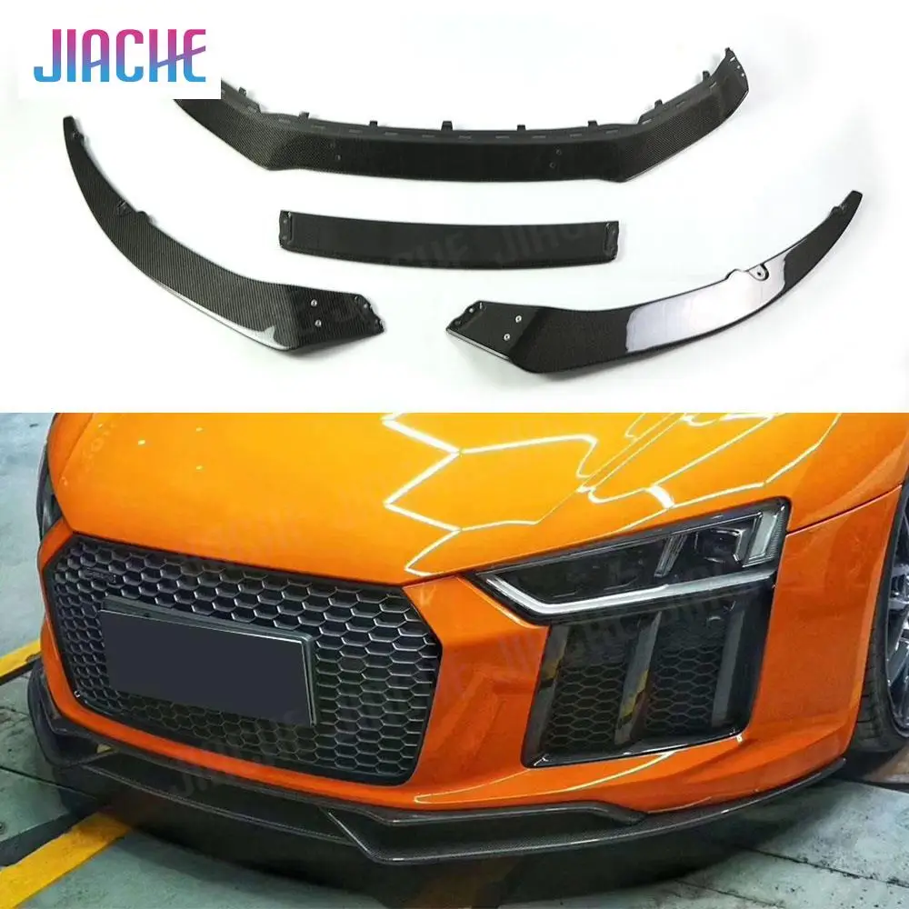 4 PCS Carbon Fiber Front Lip Spoiler Bumper Chin Shovel Splitters ...