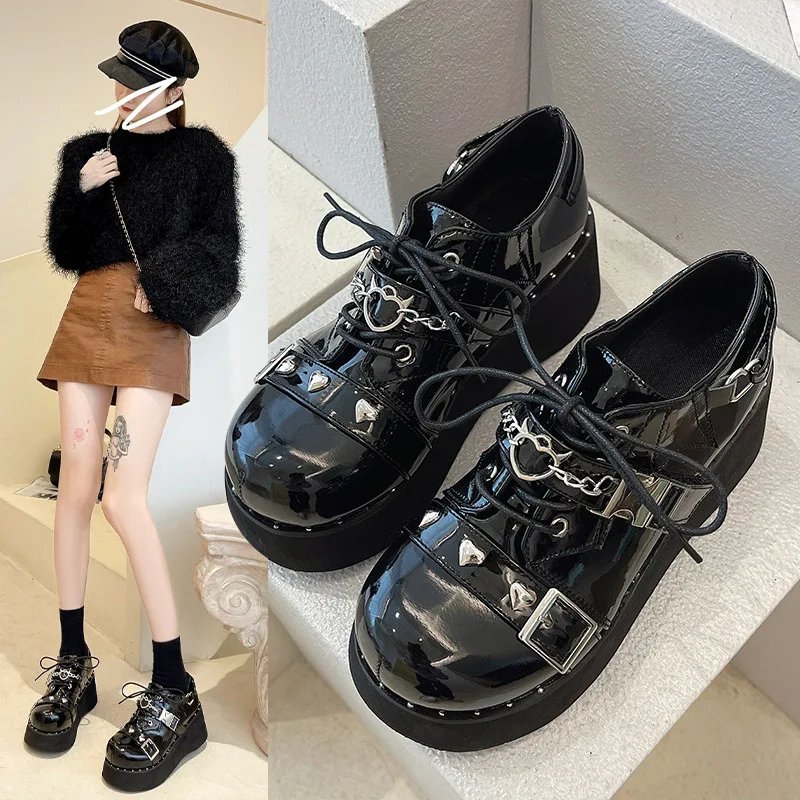 Punk-Style-Shoes-Woman-Platform-Heel-Metal-Rivet-Dark-Bat-Fashion ...