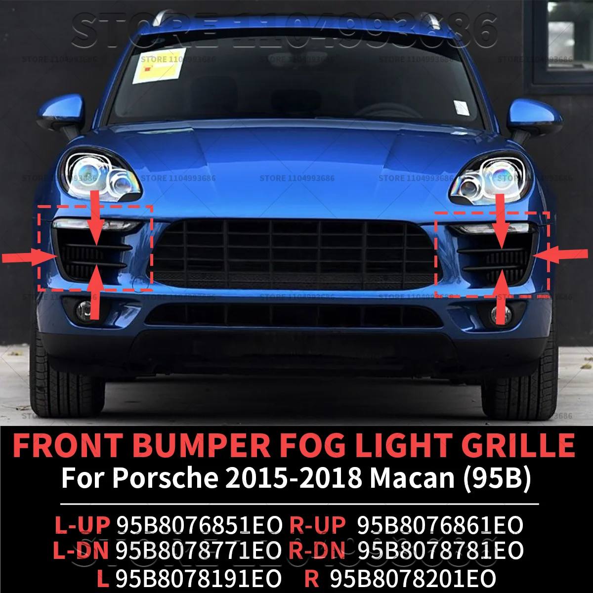 Pour 2015-2018 Porsche Macan (95B) calandre de phare antibrouillard de ...