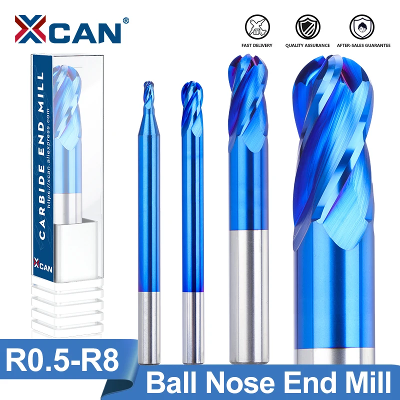 XCAN-End-Mill-2-Flute-CNC-Router-Bit-Carbide-Ball-Nose-Milling-Cutter ...