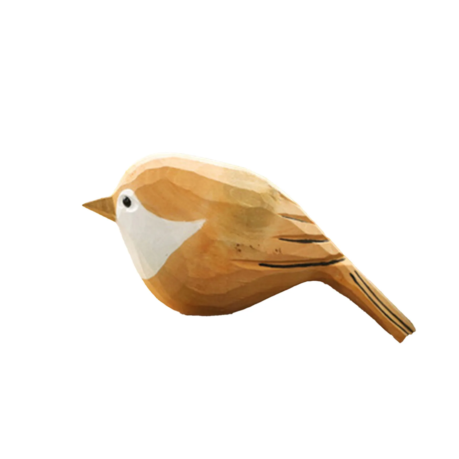 Handmade Carving Wooden Bird Figurine Small Cute Sparrow Bird Statue ...