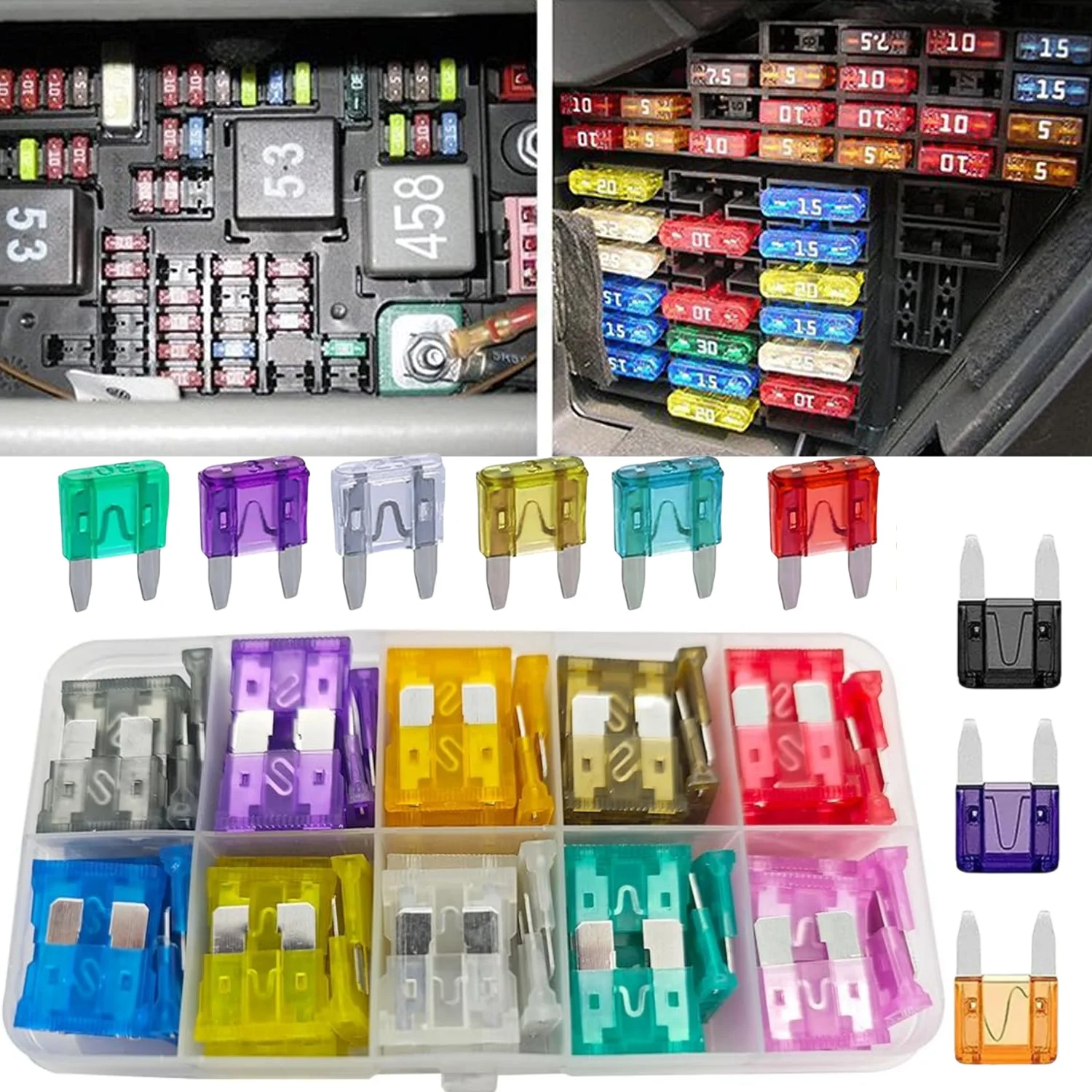 100 Pcs Car Fuses Small Mini Auto Blade Fuses 2A 3A 5A 7.5A 10A 15A 20A ...
