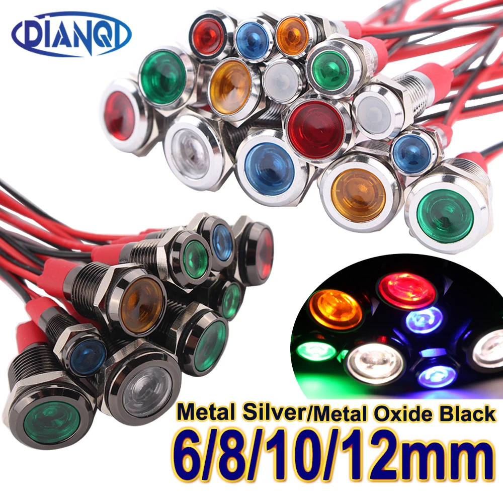 1PC 6/8/10/12mm Metal LED Warning Indicator Light Waterproof IP65 ...