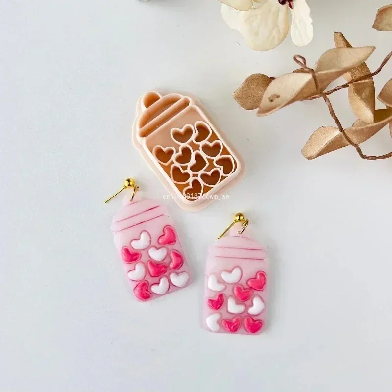 Heart Jar Shaped Clay Cutters Valentine's Day Heart Soft Pottery Dangle ...