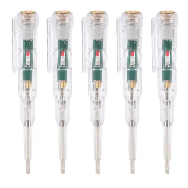 5Pcs Electrical Tester Pen Multifunctional Bright LED Light Transparent ...