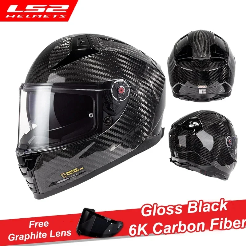 LS2-VECTOR-2-Motorcycle-Helmets-6K-Carbon-Fiber-Double-Lens-Motorbike ...