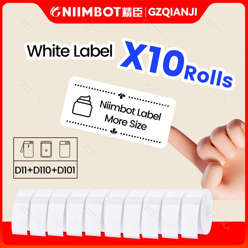 Niimbot D110 방수 감열 라벨 용지, Niimbot D11 D110 D101 프린터 용 흰색 스타일 용지, 2 개 ...