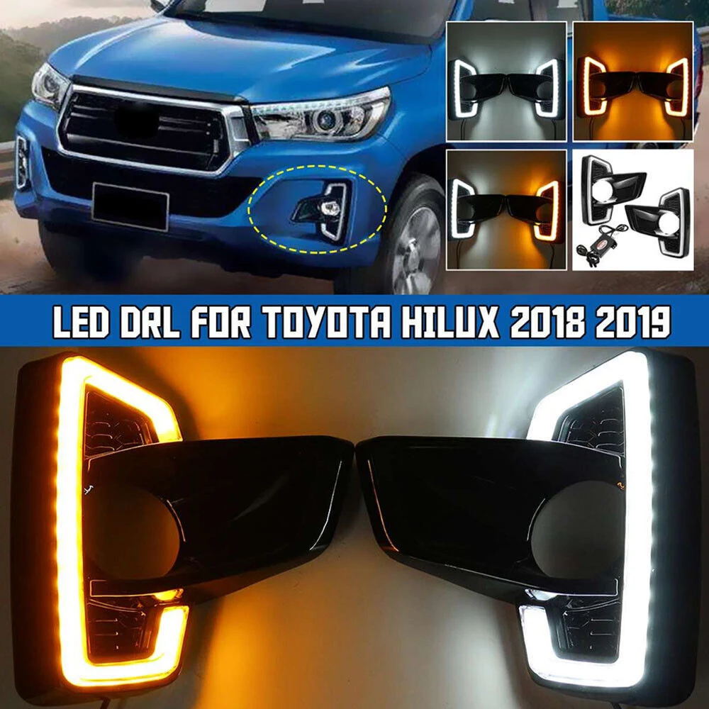 2PCS-Dynamic-LED-Headlight-For-Toyota-Hilux-Rocco-2018-2019-Flowing ...