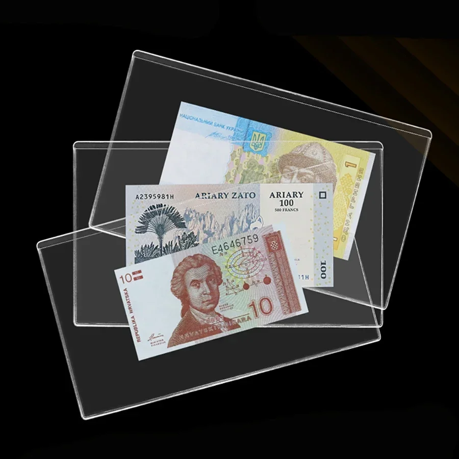 10Pcs-Pccb-Clear-Transparent-Banknotes-Hard-Paper-Clip-Sleeve-Bill ...