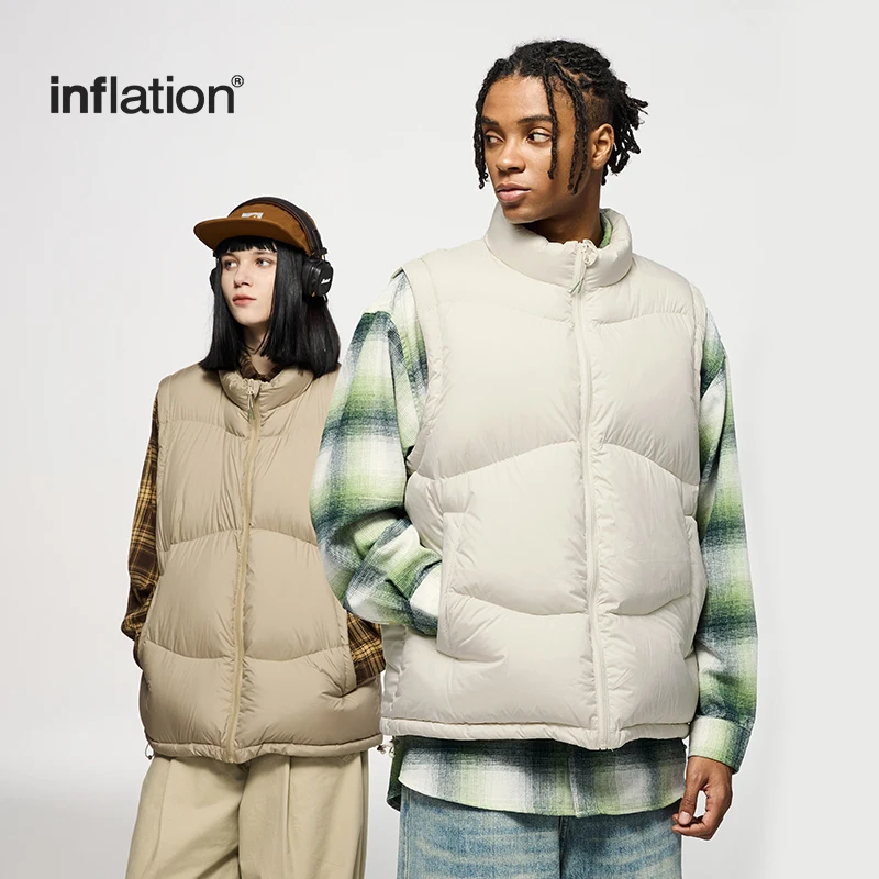 INFLATION-Classic-Solid-Down-Vest-Unisex-Lightweight-Portable-Puffed-90 ...
