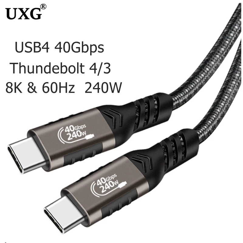 USB4 Cable 8K@60Hz Type C Gen3 40Gbps Cables 240W Fast Charge ...