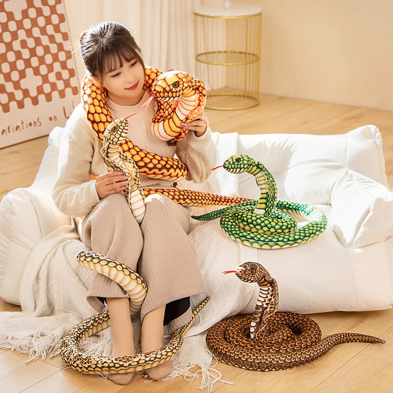 1PC-170-240CM-Funny-Cobra-Snake-Plush-Toys-Simulation-Gold-Python ...