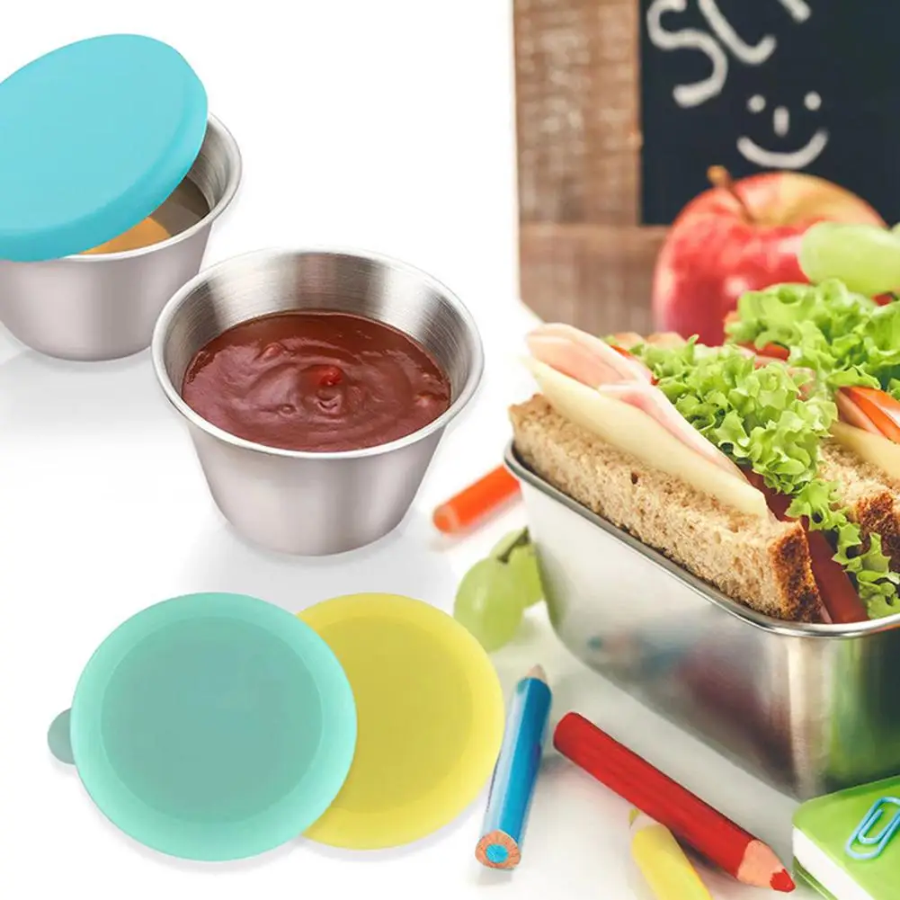 Stainless-Steel-Sauce-Containers-With-Silicone-Lids-Reusable-Leak-proof ...