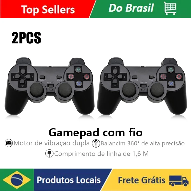 Lot De 2 Joysticks Vibrants Pour Ps2, Contrôleur Filaire Pour Jeux ...