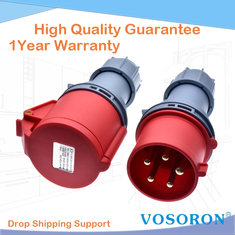 AC-380-415V-16A-32A-Red-IP44-3P-N-E-IEC309-2-Industrial-Socket ...