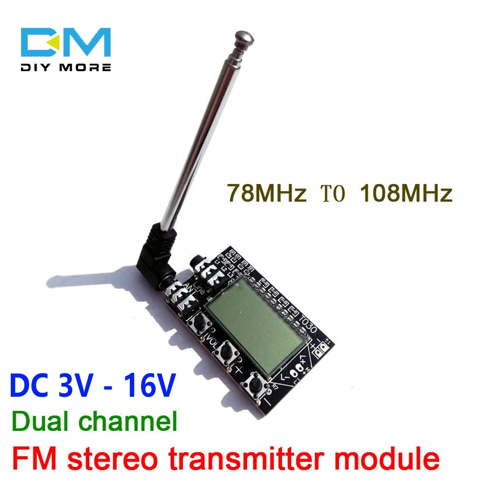 FM-stereo-transmitter-board-Digital-LCD-2-channel-wireless-audio ...