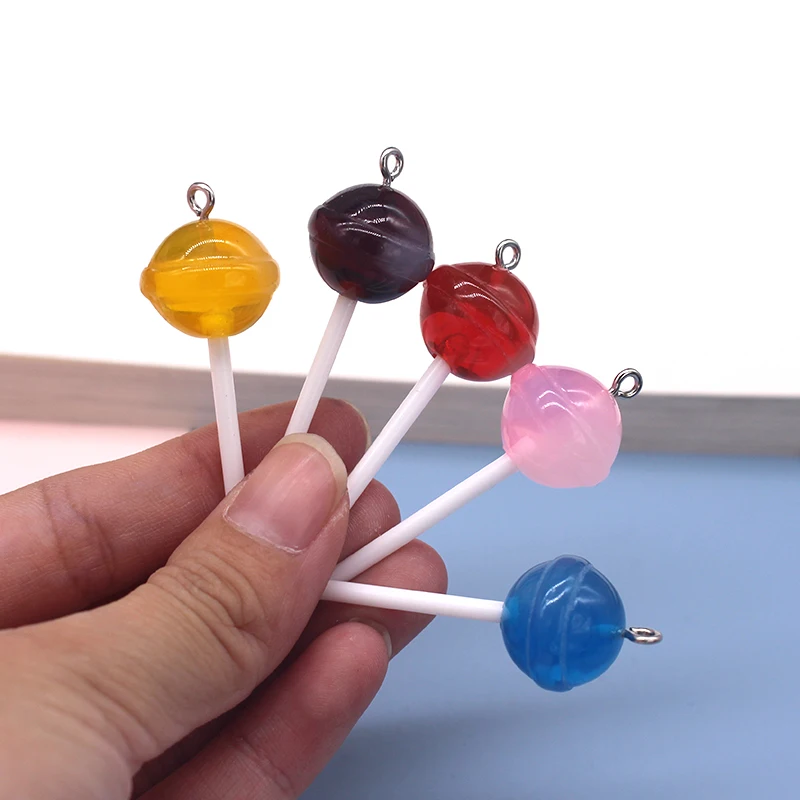 Wholesale 30/50/100pcs 3D Lollipop Resin Charms Bulk Planet Lollipops ...