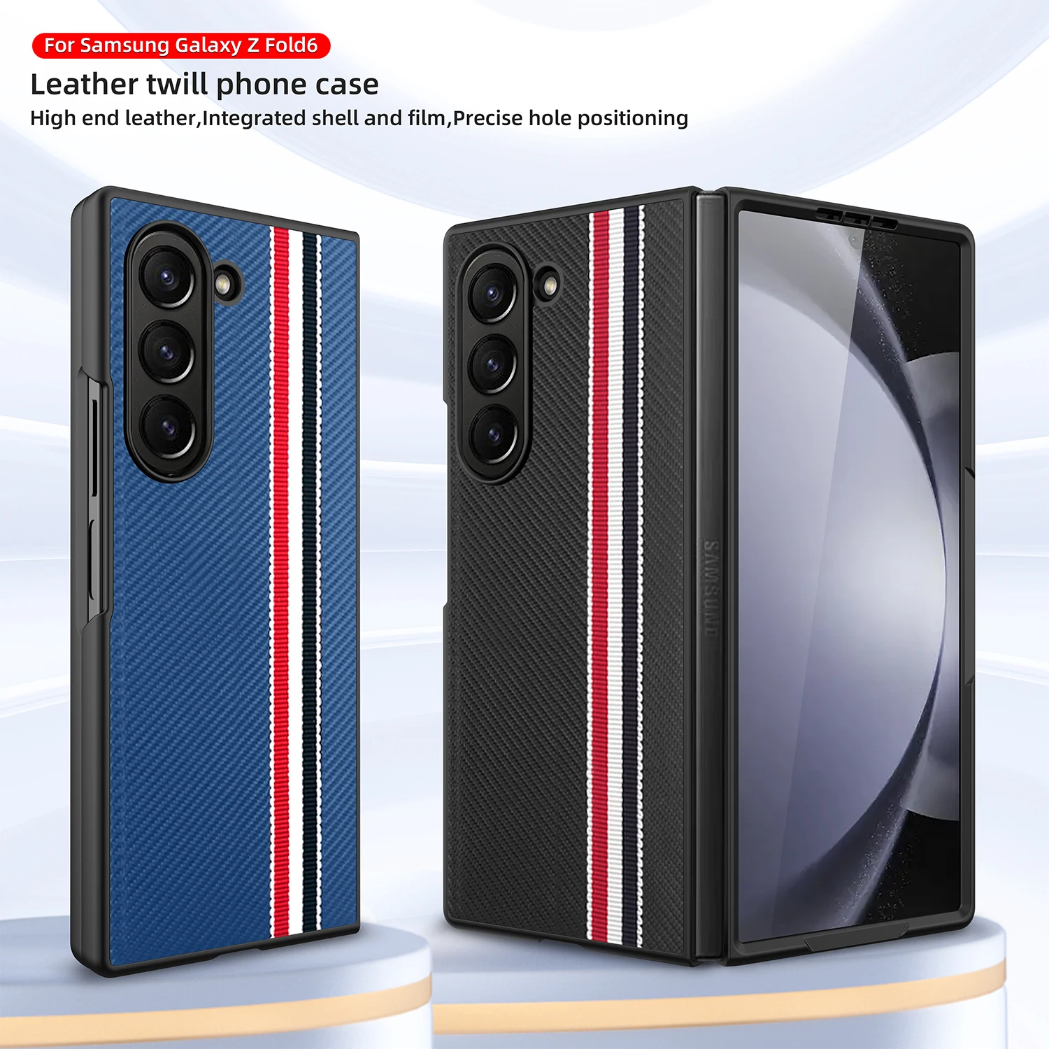 For-Samsung-Galaxy-Z-Fold-6-Case-Ultra-thin-Classic-Striped-Matte-PU ...