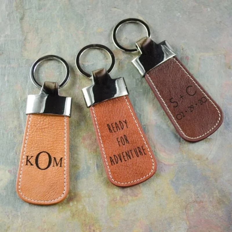 Personalized Leather Keychains - Custom Engraved Text/Patterns ...
