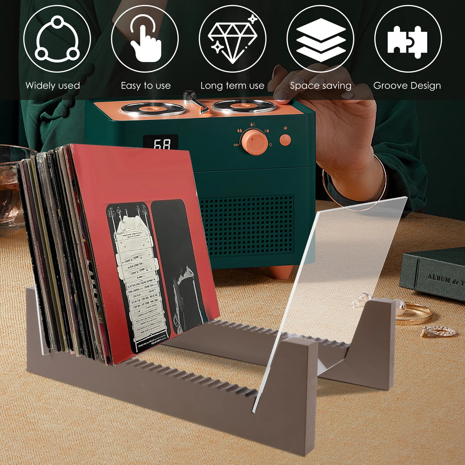 Vinyl Record CD Storage Rack Wood Magazine Album Display Stand Large ...