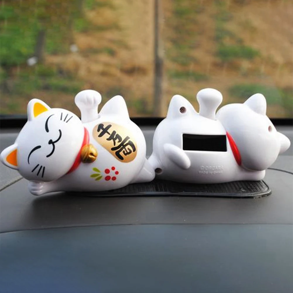 Chinese Lucky Waving Cat Solar Powered Welcoming Fortune Cat Beckoning ...