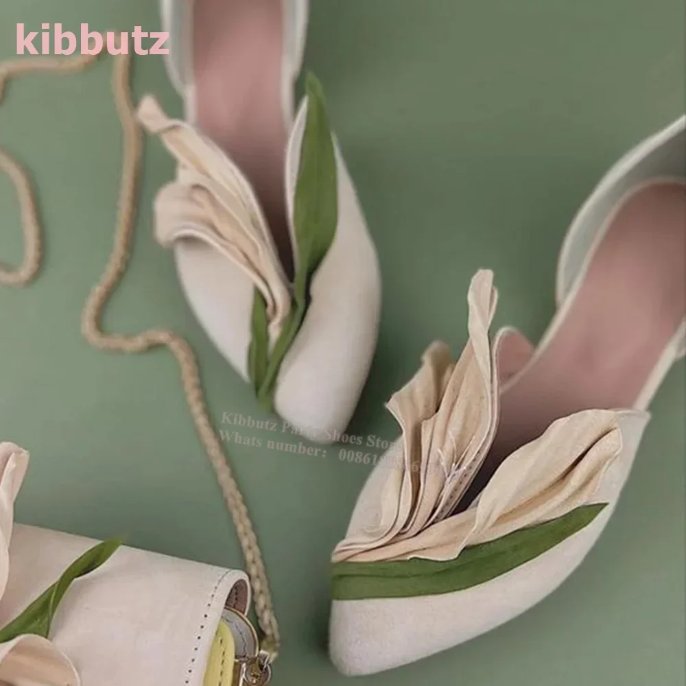 Petals Pointy Flat With Pumps Suede White Flower Gradient Mixed Colors ...