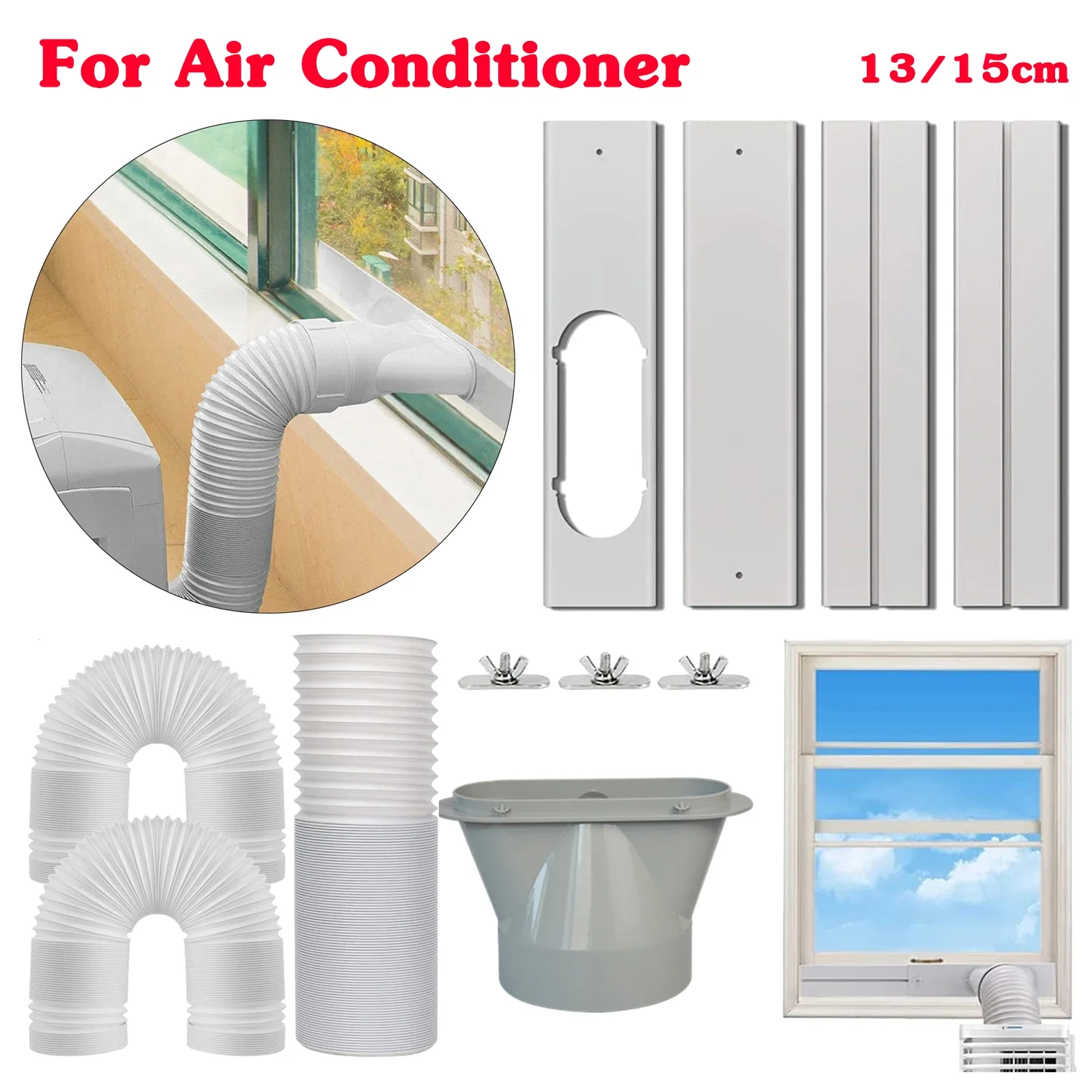 Universal-Air-Conditioner-Window-Baffle-Kit-Telescopic-Exhaust-Hose ...