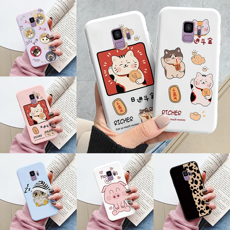 For-Samsung-Galaxy-S9-S-9-Plus-Cover-Cute-Cartoons-Heart-Cat-Soft ...