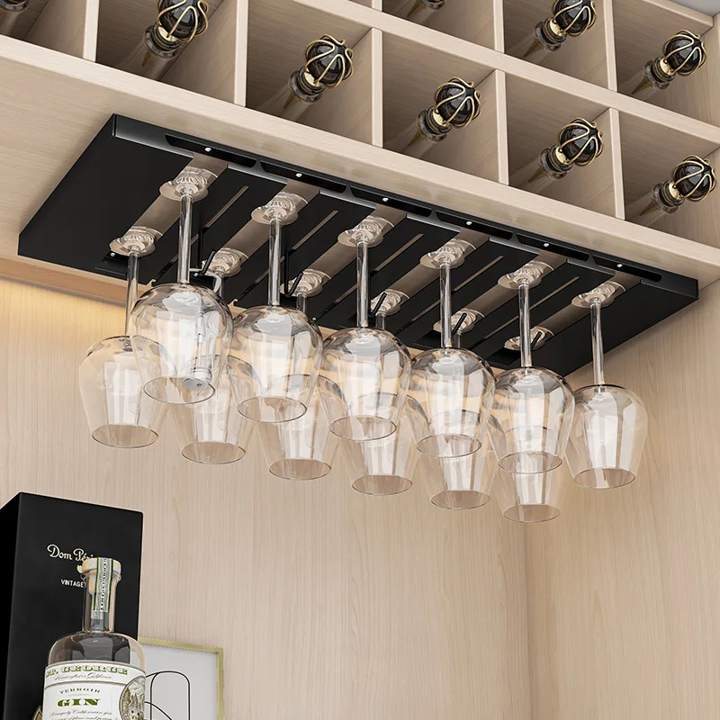 Under Cabinet Rack Wine Glass Cup Holder Stainless Steel Bar Counter ...