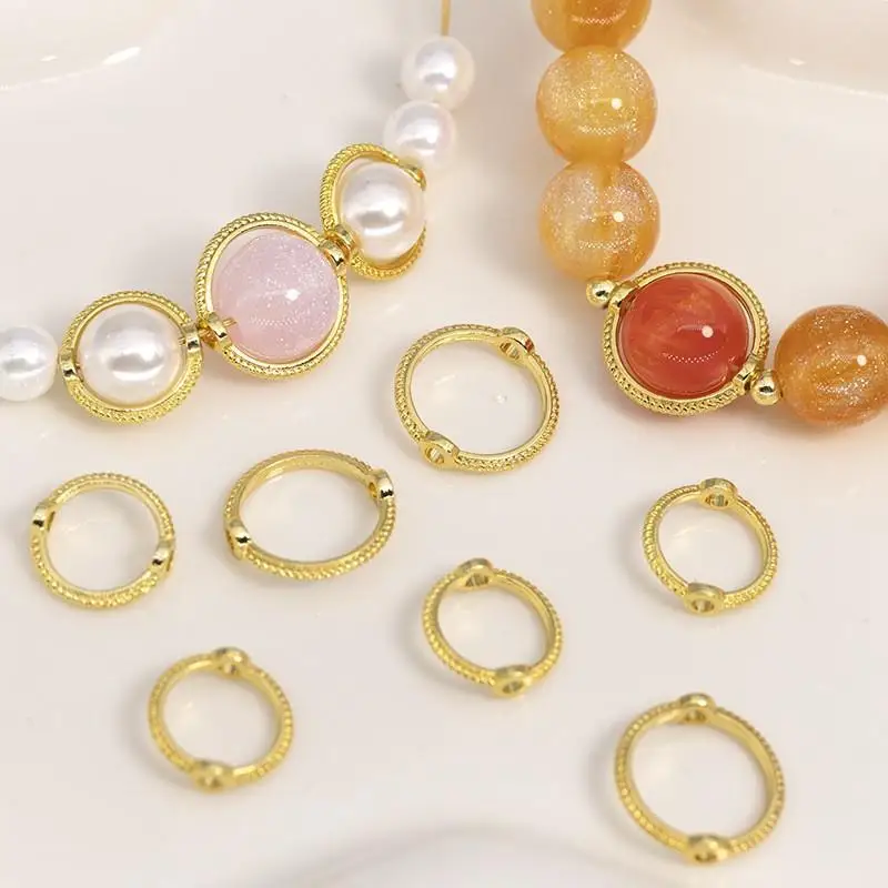 50pcs Antique Round Frame Wrapped Bead Connect Rings Spacers Sliver ...