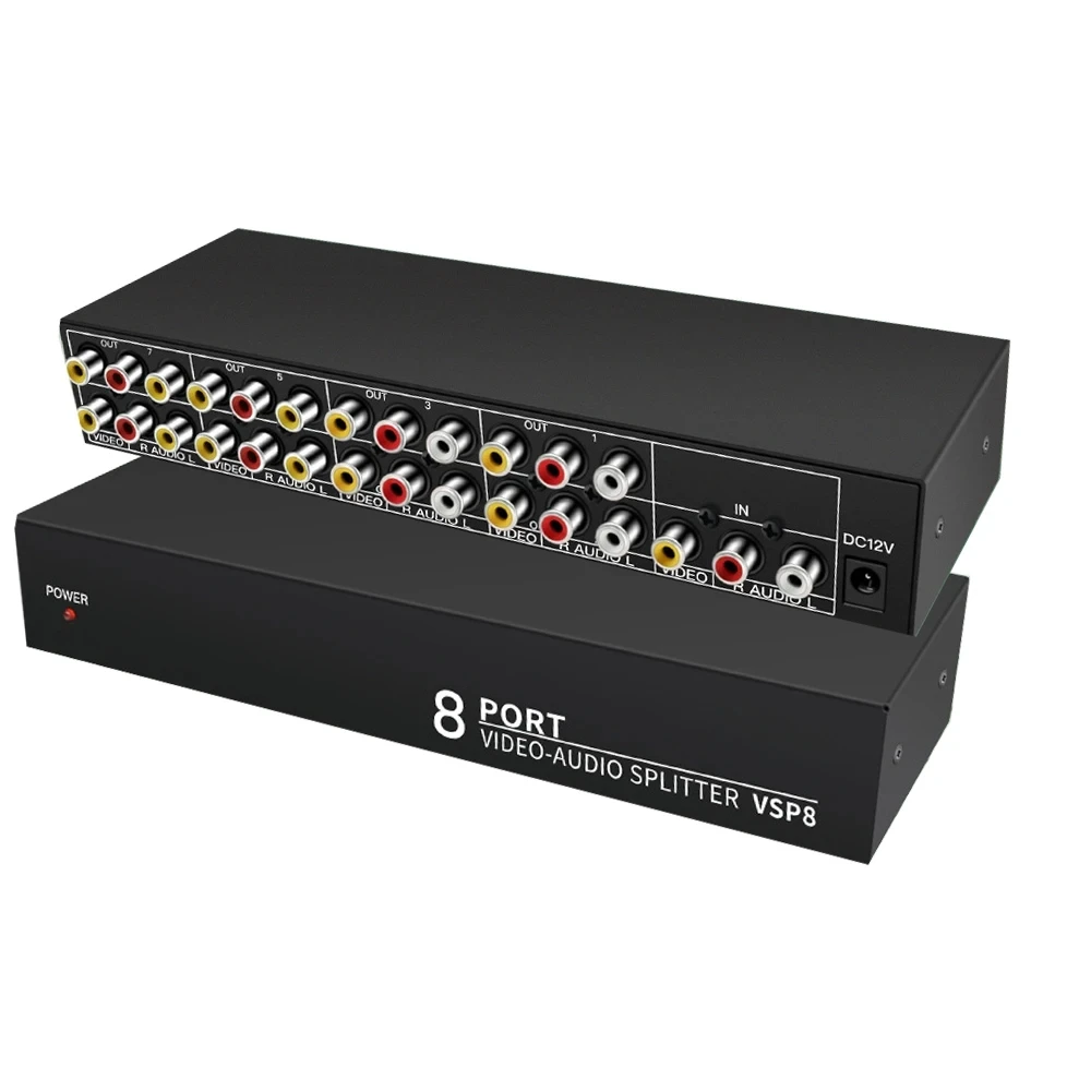 8-Port-AV-Splitter-8-way-Video-Audio-Splitter-Switcher-Box-RCA-AV ...
