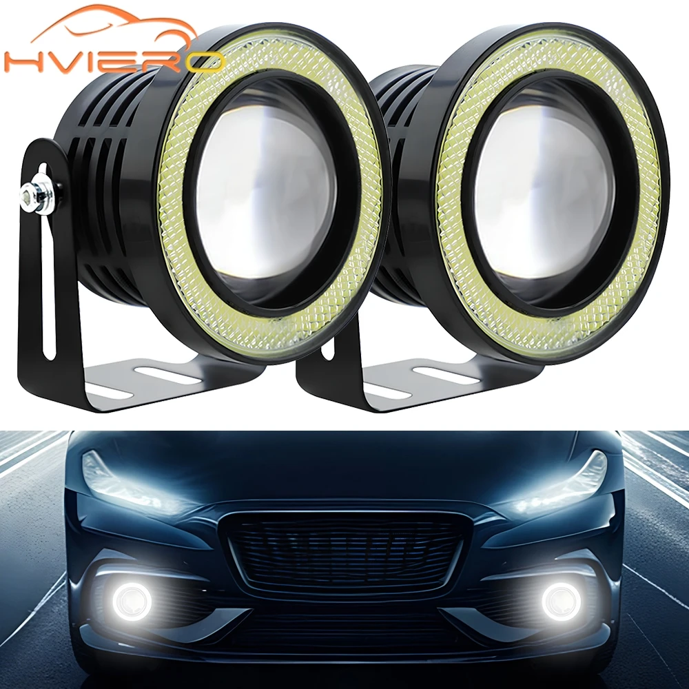 2Pcs Car Driving DRL Fog Light 30W R500 COB Angel Eyes 89mm ...