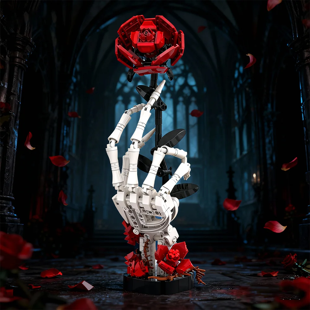 Gothic Skeleton Hand with Rose Building Blocks Macabre Valentines Gift ...