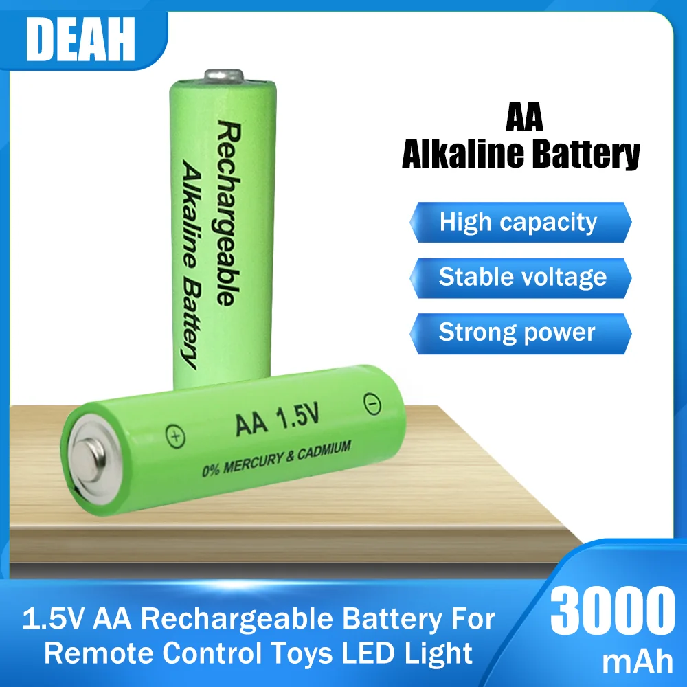 1-2PCS 1.5V 3000mAh AA Rechargeable Battery For Flashlights MP3 Player Toys Alarm Clocks Fans ...