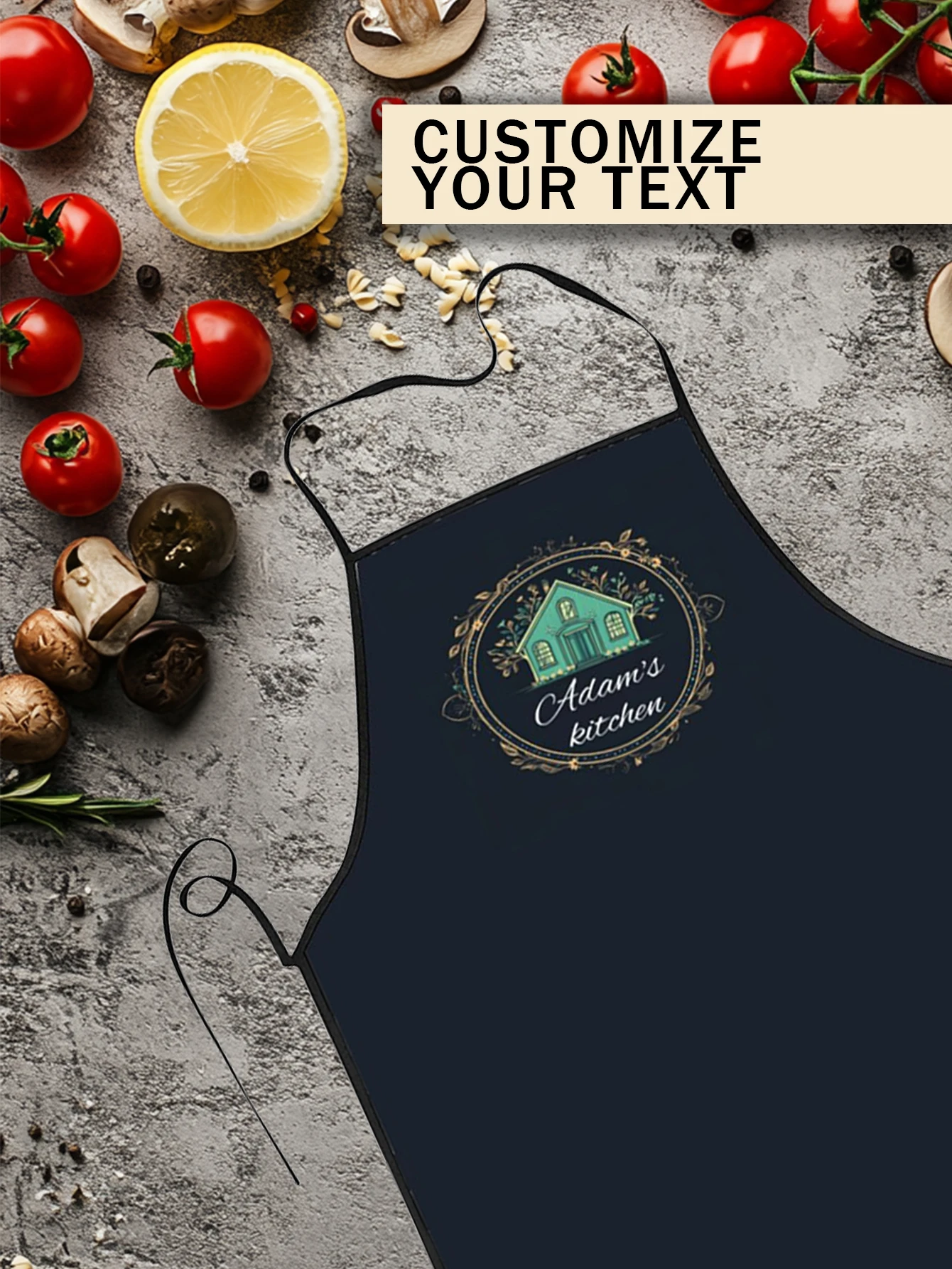 Customized Print Text Men's Kitchen Apron Signature Kitchen Aprons Home ...