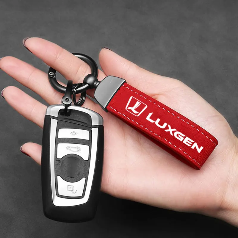 Anti-lost-Suede-Leather-Car-Keychain-Polycyclic-ring-Keyring-Auto-Vehicle-Key-Chain-Holder-Gift ...