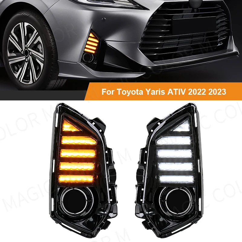 For-Toyota-Yaris-Ativ-Vios-2022-2023-Car-Front-Bumper-LED-Daytime ...