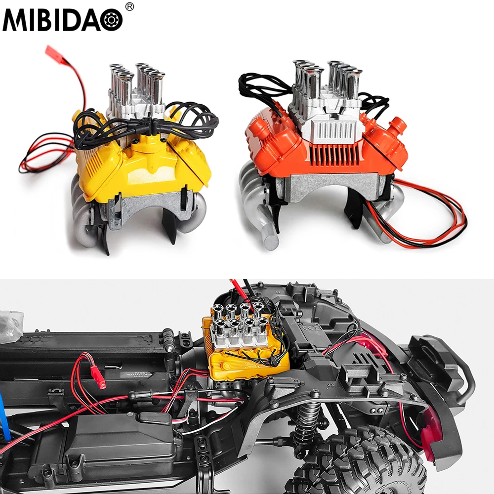 MIBIDAO-Simulation-V8-Hood-Fan-Motor-Radiator-Engine-Cover-For-1-10-TRX ...