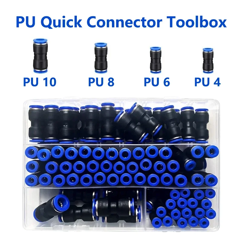 23/60/80pcs PU Kit Boxed 6mm Hose Connector PU Series Push in Quick ...