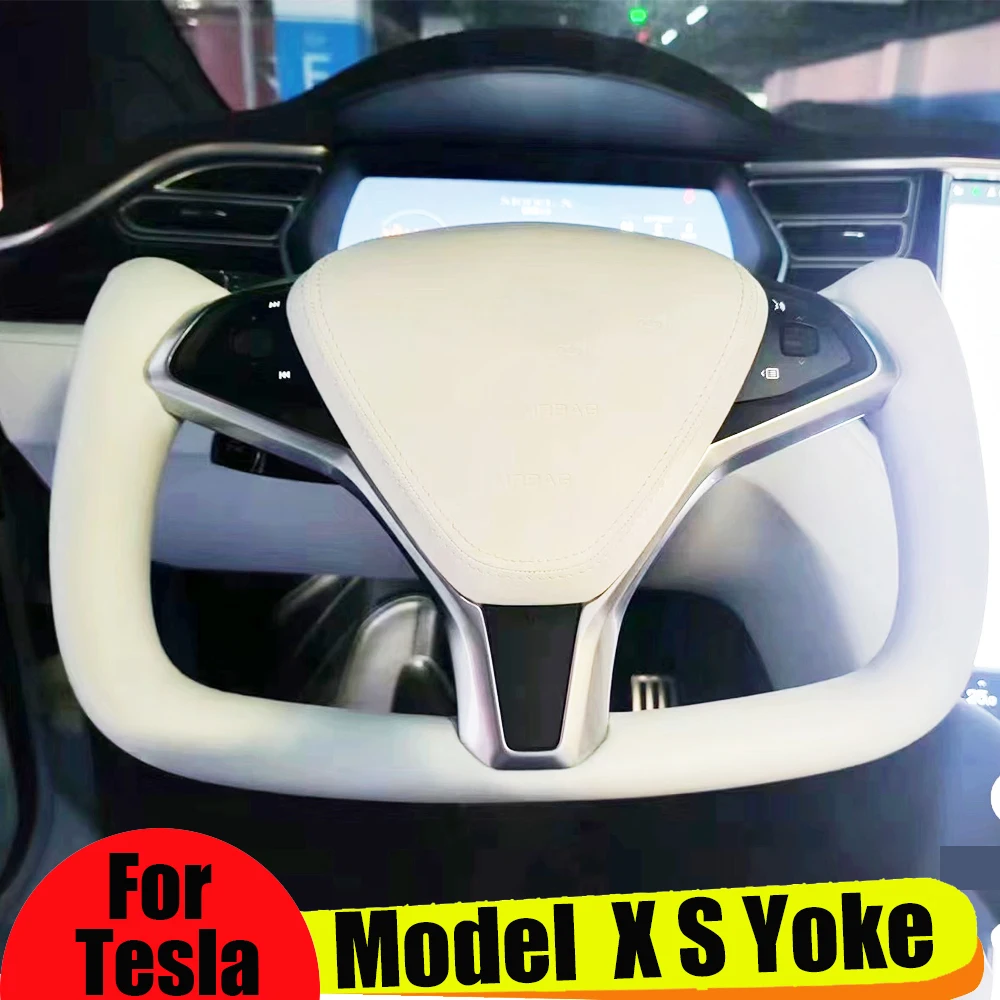 380mm-Yoke-Steering-Wheel-Leather-Carbon-Steering-Wheel-Heat-For-Tesla ...
