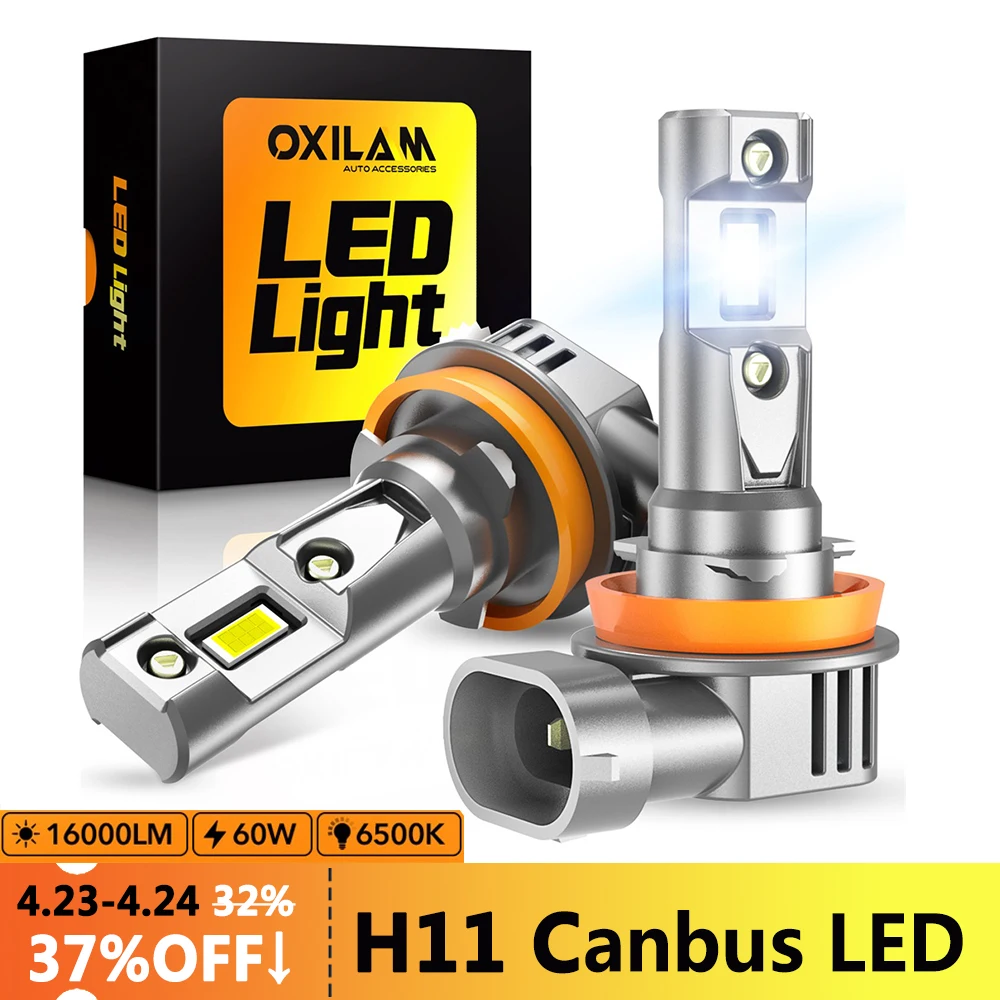 OXILAM 16000LM Canbus H11 LED 헤드라이트 전구, 60W HB3 9005 LED HB4 9006 HIR2 ...