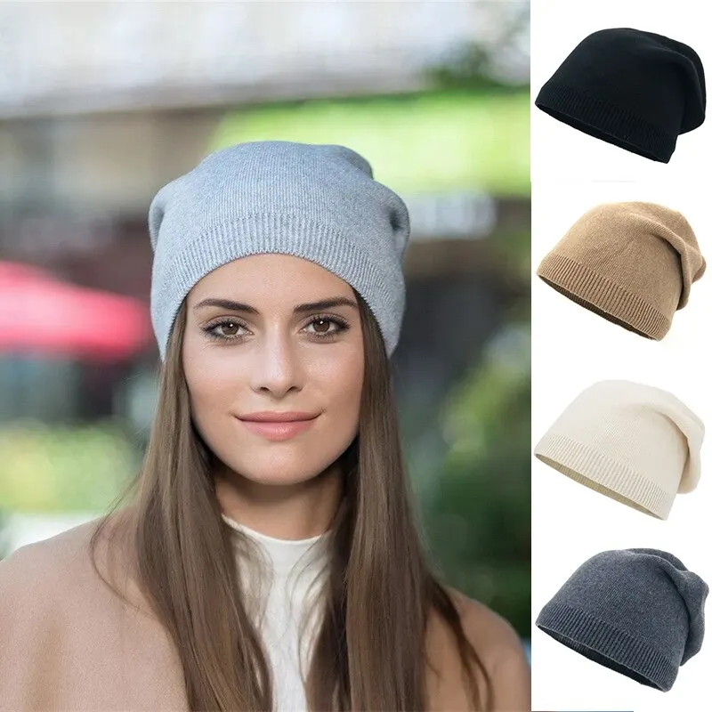 Gorro-de-punto-fino-suave-para-mujer-gorro-Simple-c-lido-a-prueba-de-fr ...